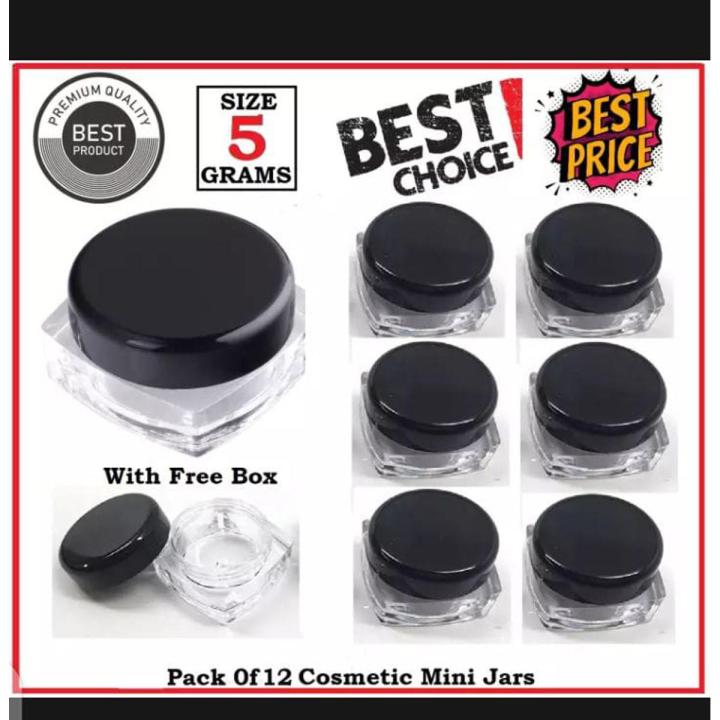 pack of 12 Empty Cosmetic Containers With outer Acralic Box Makeup Face ...