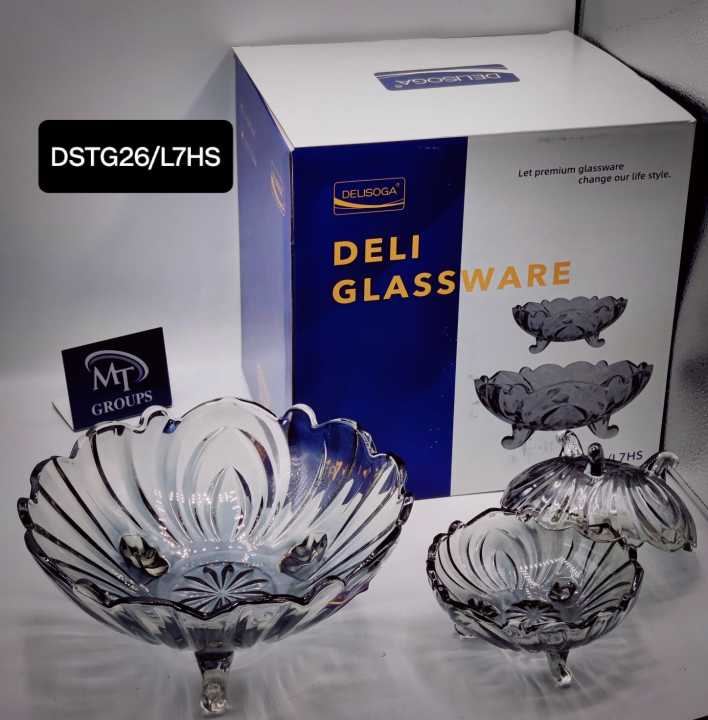 Deli glassware / fruit set / 7 pc set / gray color original / made in ...