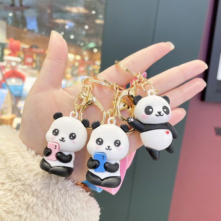 Cute Panda Cartoon Keychain Kawaii Animal Pendant Keyring Bag Charm Car ...