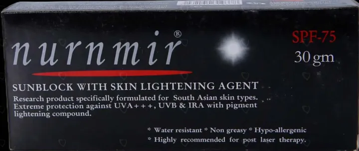 Nurnmir Sunblock With Skin Lightening Agent SPF-75 30G | Daraz.pk