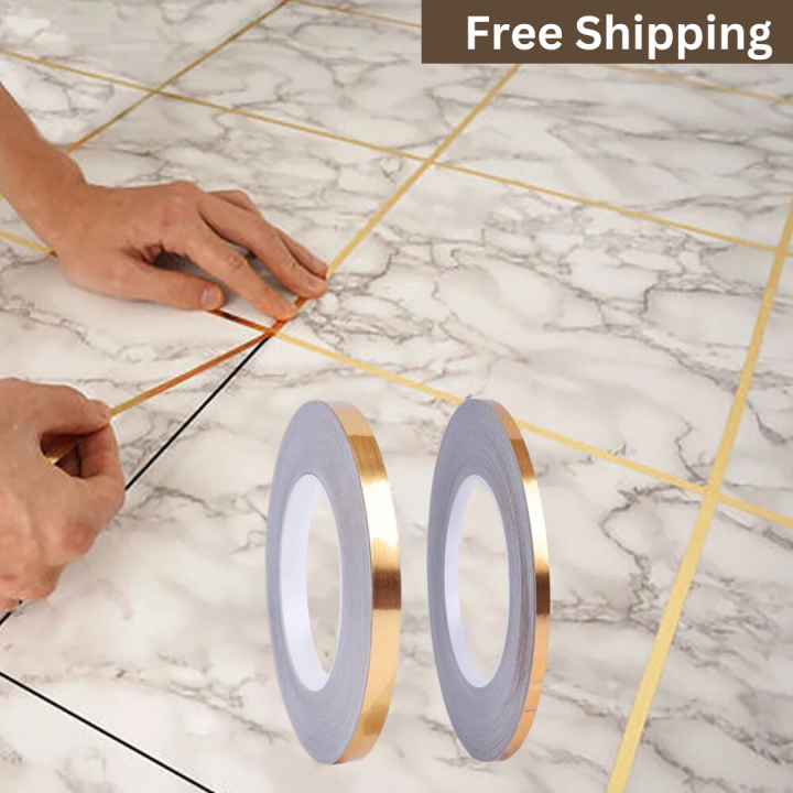 Golden Tile Tape - Self Adhesive Tile Tape - Gold Strips Golden shiny ...