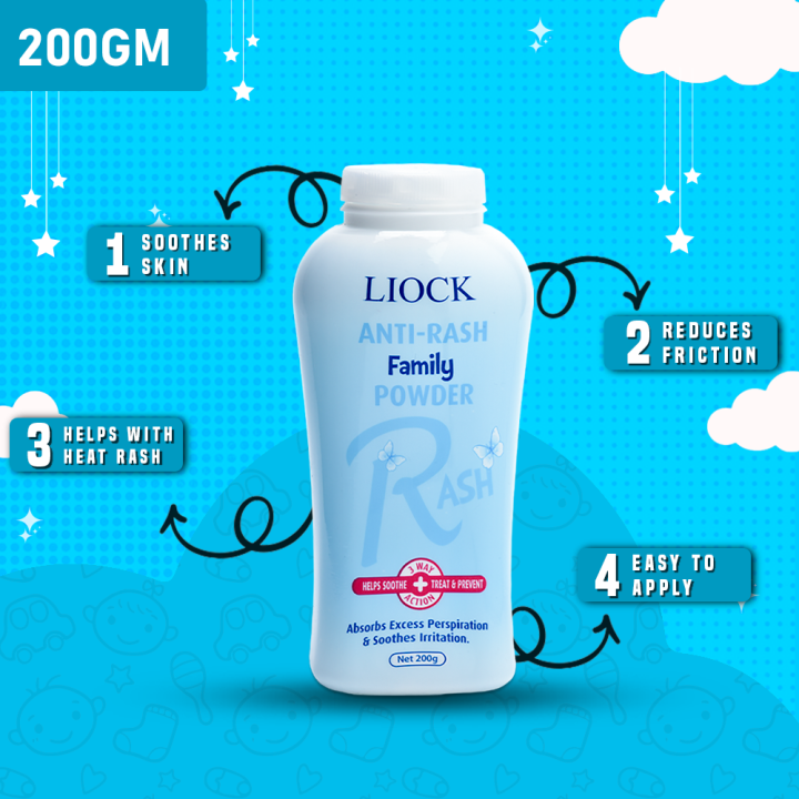 LIOCK ANTI-RASH BABY POWDER 200 gm | Daraz.pk