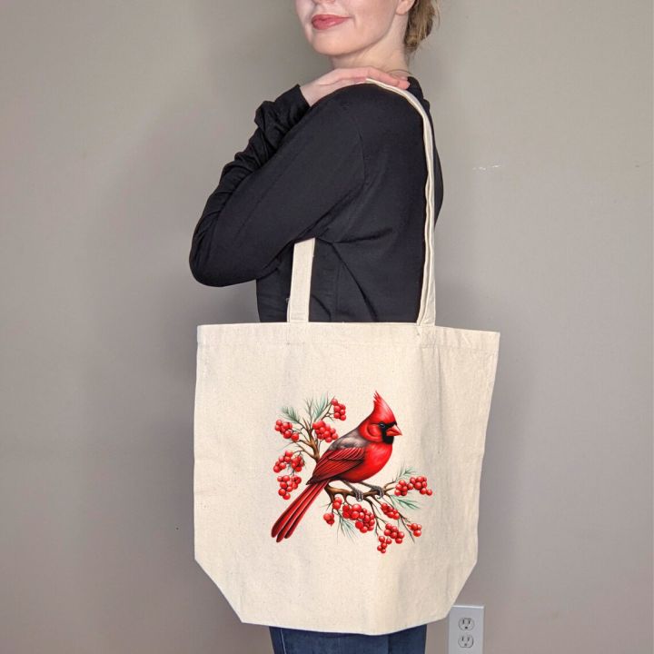 Cardinal Shopping Tote, Bird Lover Gift, Cardinal Grocery Bag, Red ...