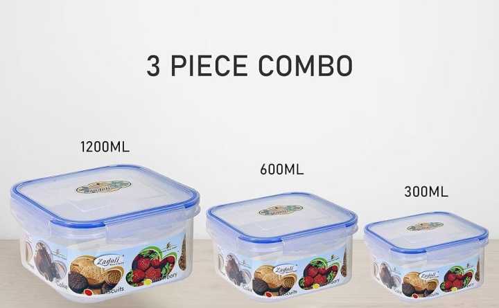 Pack of 3 Lock & Seal Food Storage Containers – High Quality Plastic ...