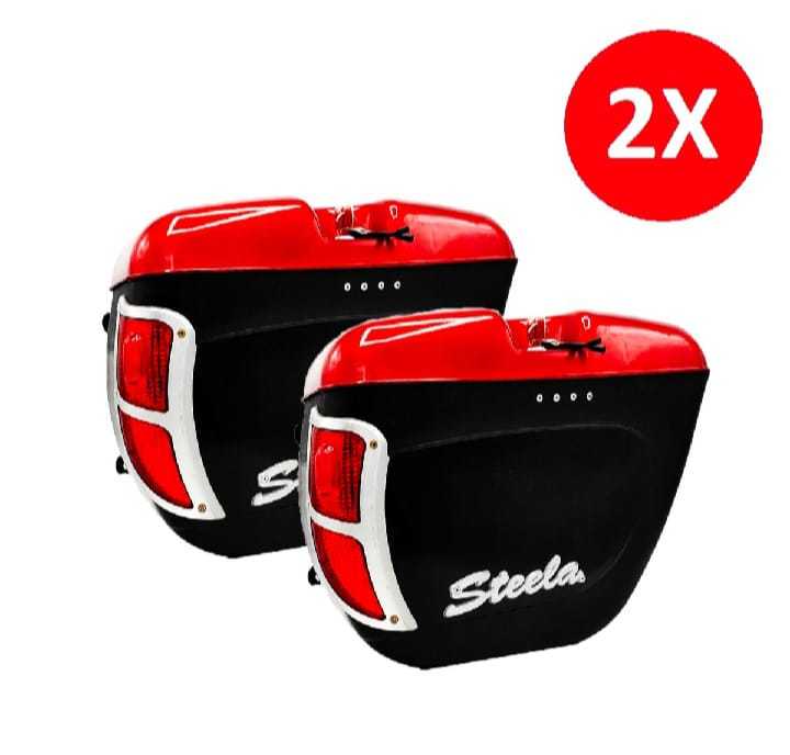 2-Pcs Motorcycle Side Boxes Red Cap | Tourist Box With LED Back Light ...