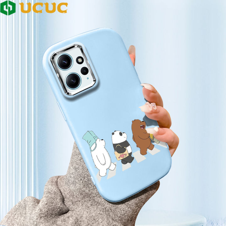 UCUC for Redmi Note 12 4G Back Cover Cartoon Bears Luxury Plating Lens ...