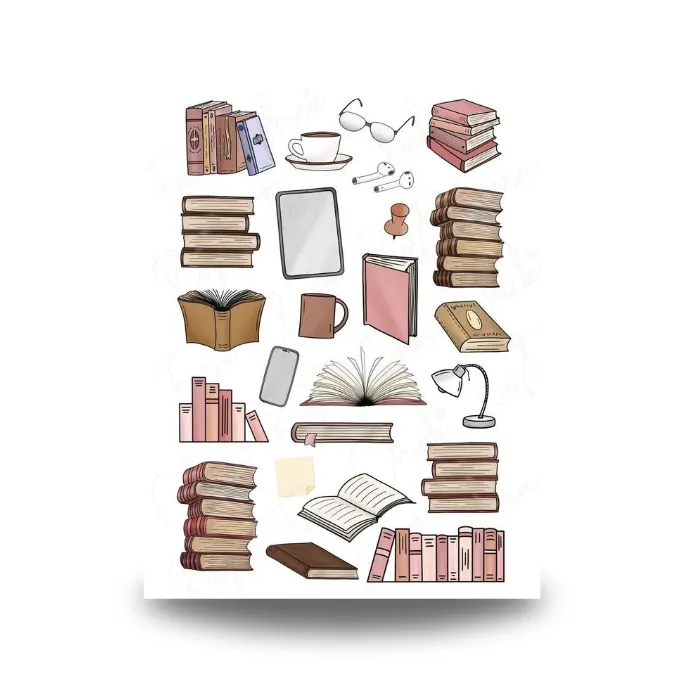 Books 2 Mini UNCUT sticker sheet - A6 size - 15 x 10 cm | Journal ...