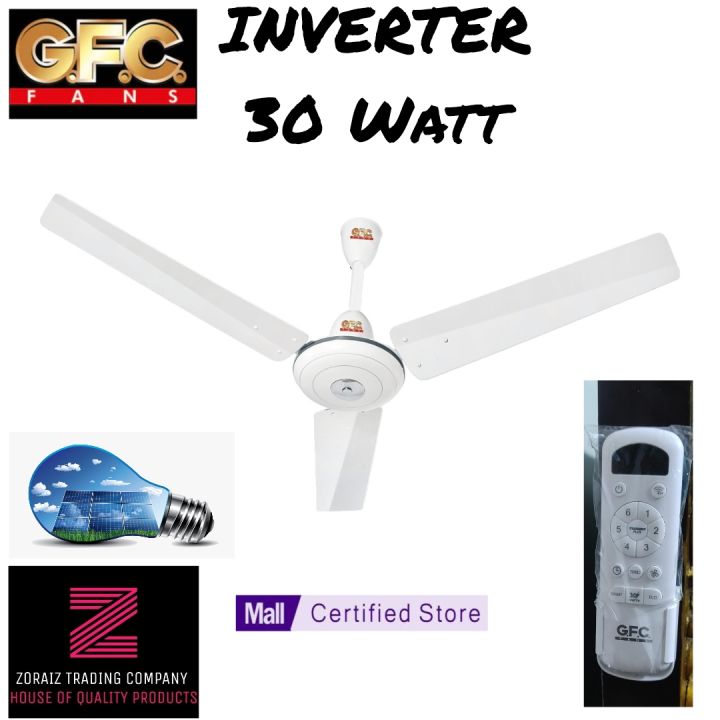 GFC Fans Ceiling 56’’ AC 30 Watts Inverter Deluxe Model 56'' Pure Copper Winding Solar Fan ...