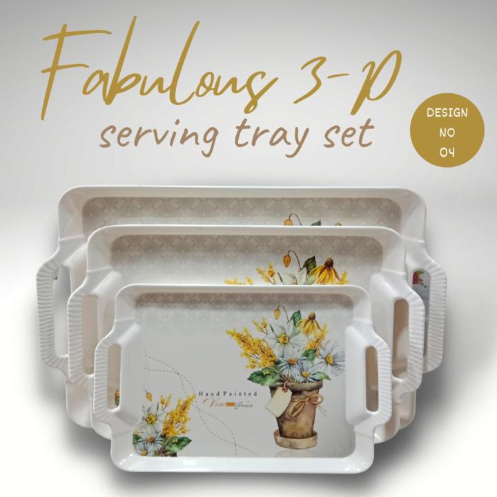 Fabulous Serving Tray Set 3-P/ MELAMINE/ BOX PACK/ HIGH QUALITY | Daraz.pk