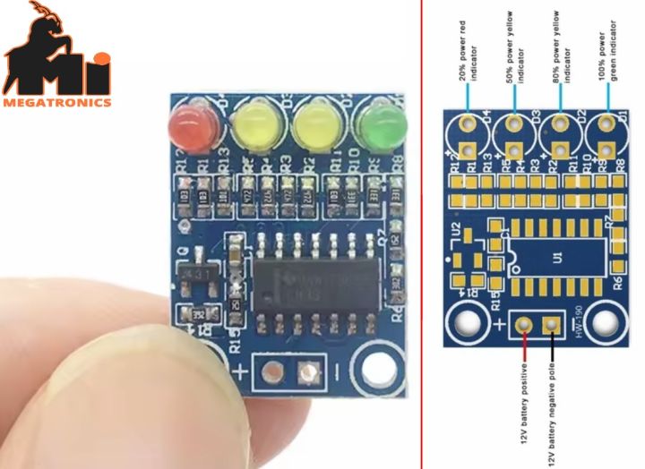 12V battery voltage level monitpor Power Capacity indicator 4 segment ...