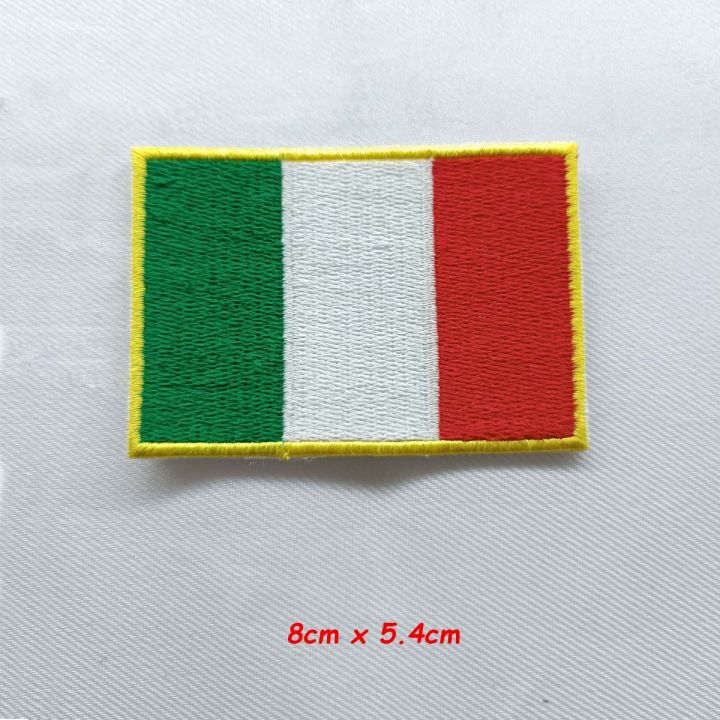Italian Flag embroidery patches Iron On Patch Sew On Patch Green white Red with Yellow Border ...