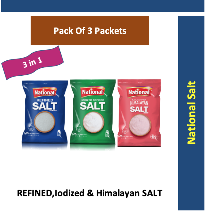 Refined,Iodized & Himalayan Pink salt 3 in 1 800 gram each | Daraz.pk