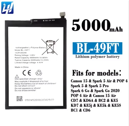 TECNO Spark 6 Go / Spark Go 2020 Battery Replacement BL-49FT Battery ...