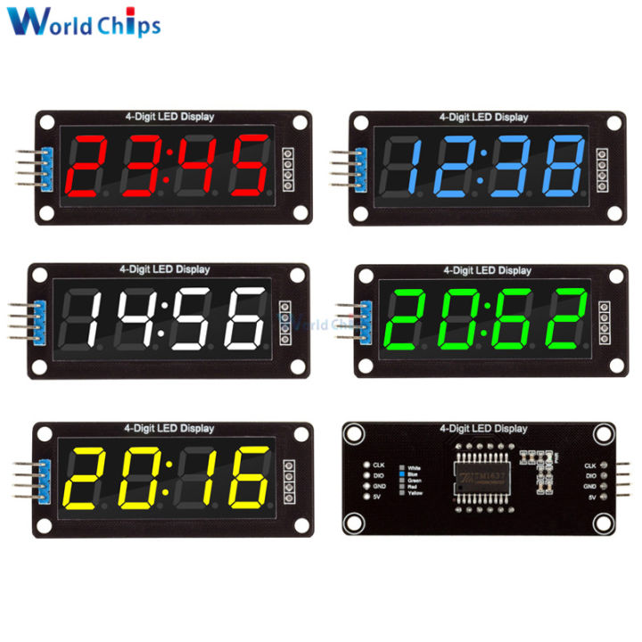 0.56 Inch 4-Digit 7 Segments Digital Clock Module Double Dots Blue ...