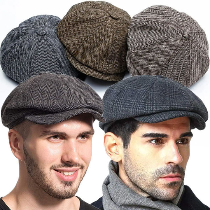 Hat Beret Cabbie Driving Hunting Caps Vintage Tweed Peaky Blinders ...