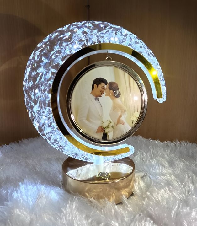 Inkwynk Half Moon Crystal LED Light Photo Frame Rectangle Shape ...