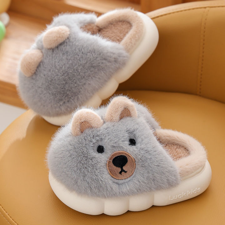 Children's Fall And Winter Cotton Slippers Boys And Girls Warm Padded ...