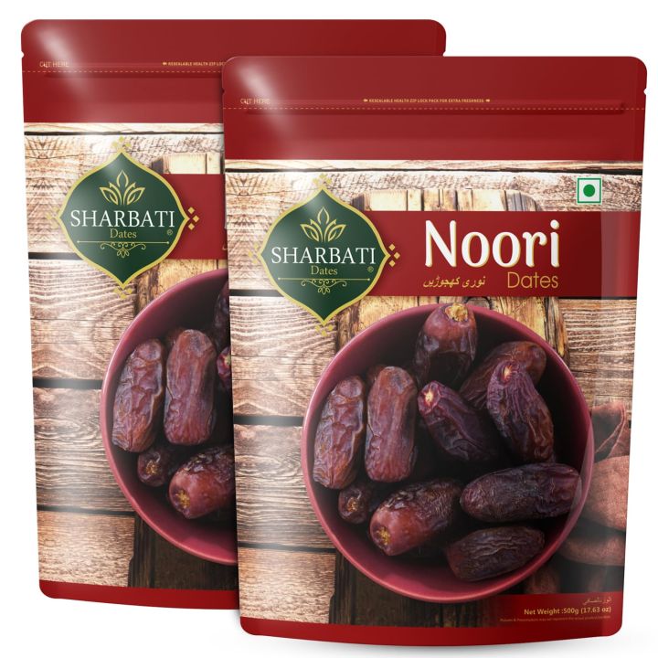SHARBATI DATES Premium Fresh Noori Dates 1Kg Pack Of (500G X 2) With ...