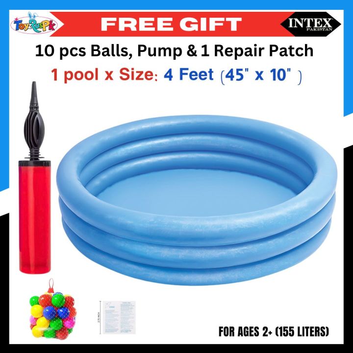 ToyzRus Intex Crystal Blue Inflatable Pool 4ft ( 45" x 10" ) With Pump ...