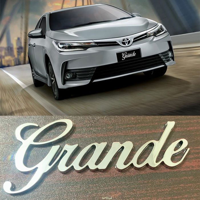 PACK OF 1 TOYOTA COROLLA (Grande) MONOGRAM EMBLEM CHROME WITH 3MM TAPE ...