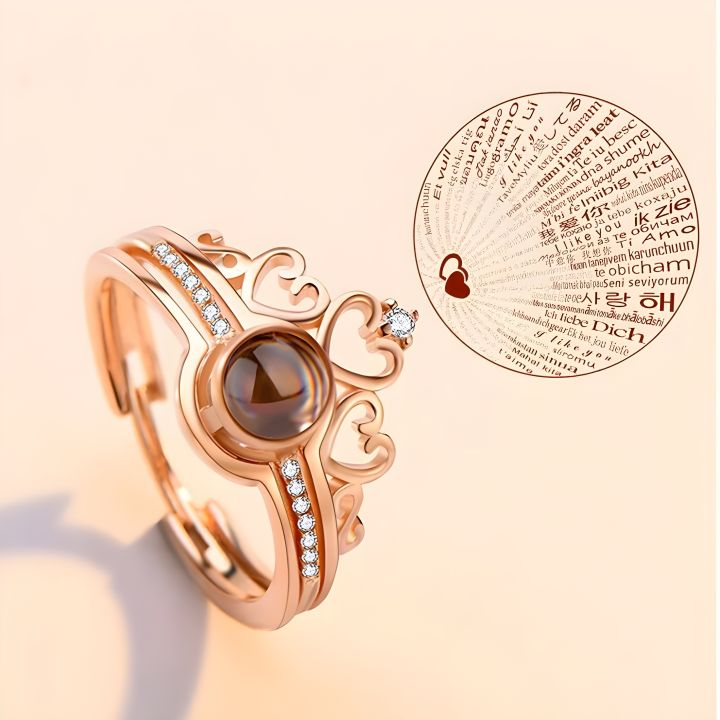 Different Language Ring For Woman Beautiful Ring Two In One Ring Golden ...
