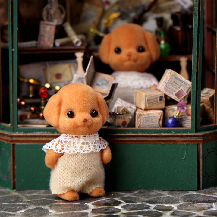 Cute Milo Poodle Dog Flocking Doll Action Figures Toy Kawaii Sylvanian ...