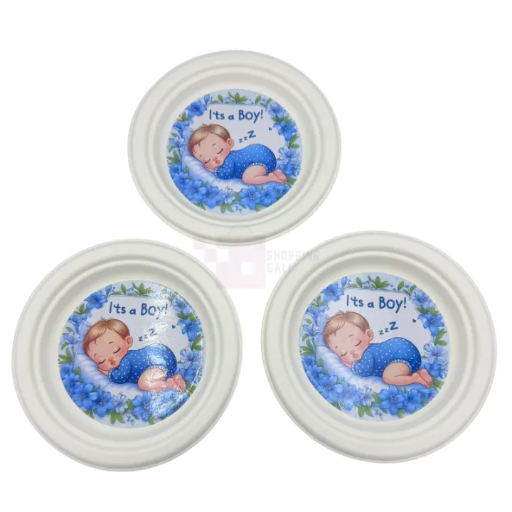 Baby Boy Paper Plates - 7 inch - Paper Plates -Baby Boy Theme - Blue ...