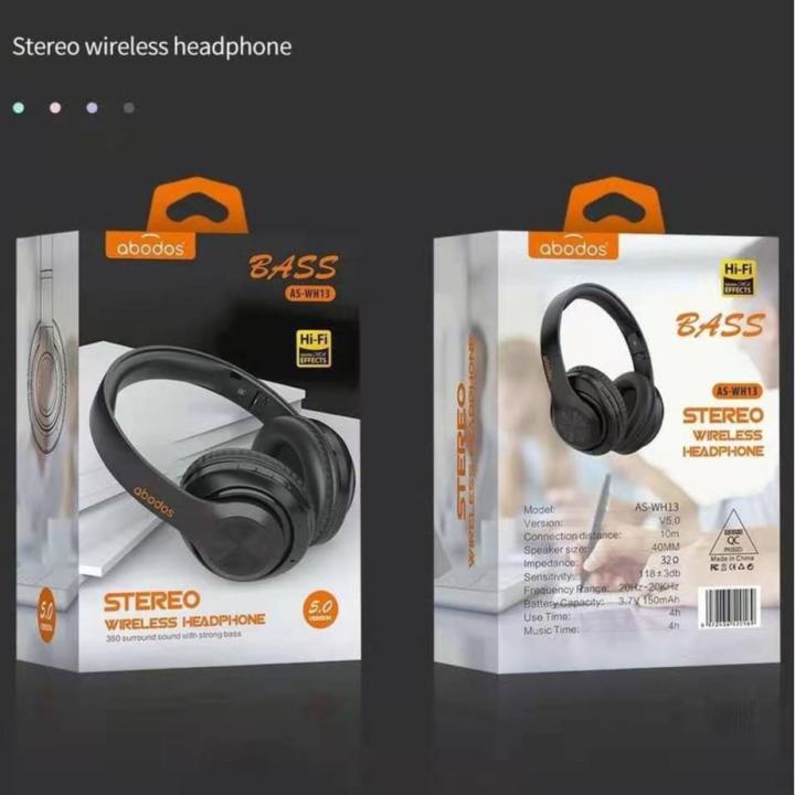 ABODOS AS-WH13 WIRELESS HEADPHONES - BLUETOOTH/PLUGIN HEADPHONE | Daraz.pk