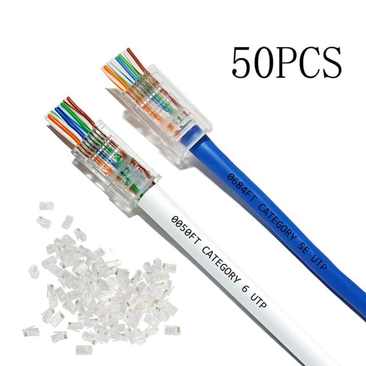 【3C VictoryEagle Store】50Pcs Connector RJ45 Network Cable Modular Pass ...