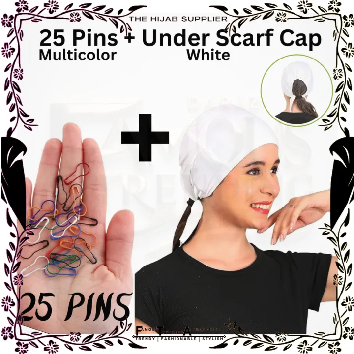 25 Imported Coil-Less Pins - No Snag - Underscarf - Hijab Cap - Hijab ...