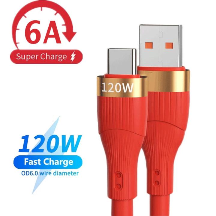 2023 6A Fast Charging Cable 120W USB Type C Cord For Huawei Xiaomi POCO ...