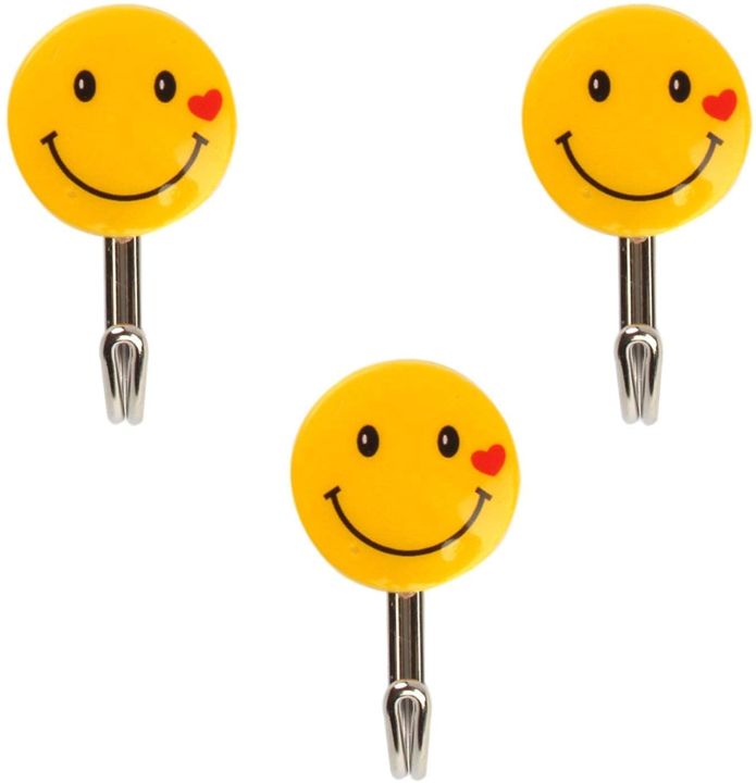 Wofier Plastic Self-Adhesive Smiley Face Hooks Cute Smiley Emoji Face ...