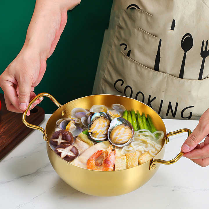 Gold Luxury Seafood Pot Double Ear Stockpot Kitchen Cookware Household ...