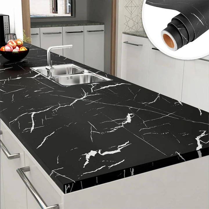 New Large Self Adhesive Black Marble Sheet for Kitchen | Waterproof ...