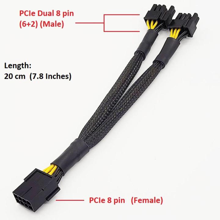 8 Pin to Dual 8 Pin (6+2) PCI Express Y-Spiltter Cable for Graphic ...