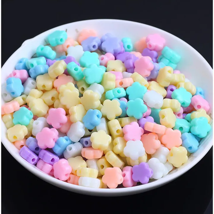 50pcs straight hole small plum blossom acrylic beads solid dispersion ...