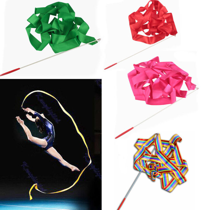 4M Gymnastic Art Streamer Ballet Dance Ribbon with Twirling Rod-Red ...