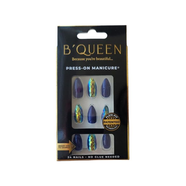 BQueen Holographic Navy Blue (Coffin Shaped) - E209 | Daraz.pk