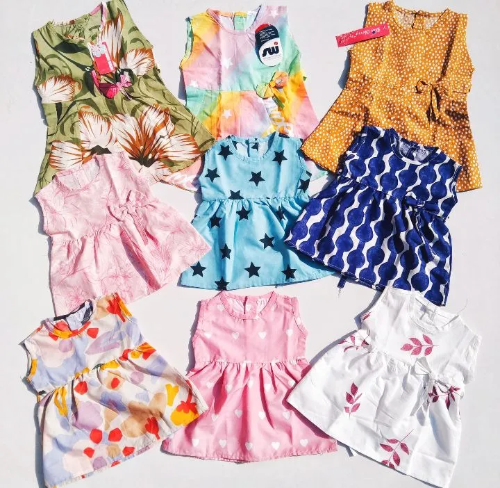 Frocks Pack Of 5 Summer (Random Design) baby Summer frocks beautiful ...