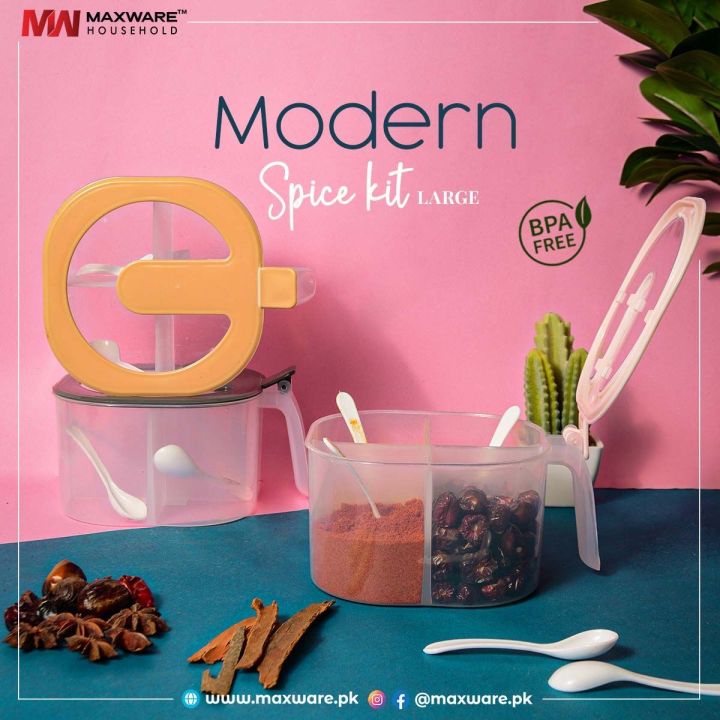"Maxware 4-Grid Spice Kit - 1200ml Transparent Modern Jar with Free ...