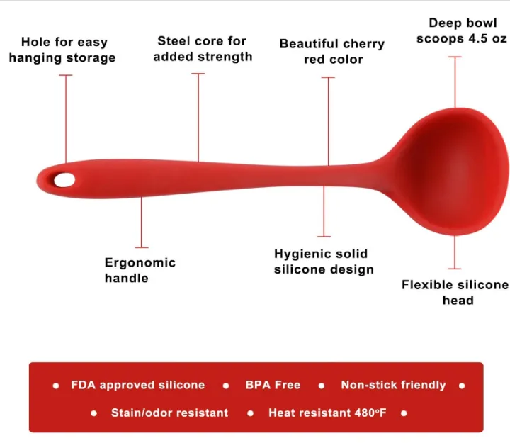 sale on Silicone Ladle Spoon, Heat Resistant Soup Ladle for Serving ...