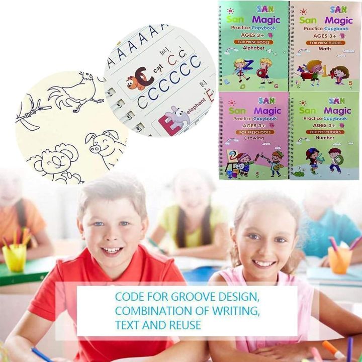 Set of 4 Reusable Calligraphic German Handwriting Magic Learning Books ...