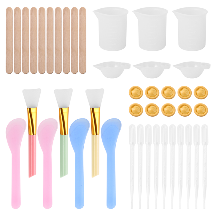43PCS Resin Mixing Tool Kit - Silicone Measuring Cups for Epoxy Resin ...