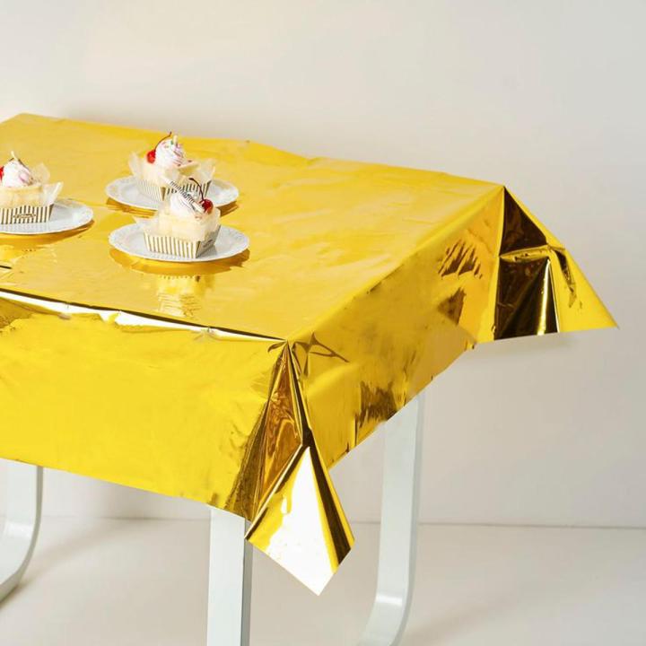 Metallic Foil Table Cover (137 X 183 cm) for Happy Birthday, Wedding ...