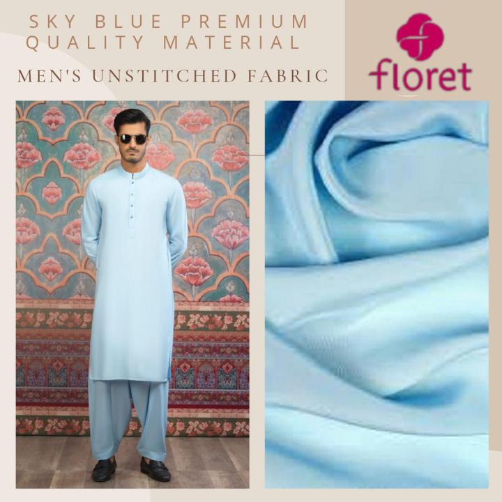 Floret Men Sky Blue Premium Export Quality Unstitched Shalwar Kameez ...