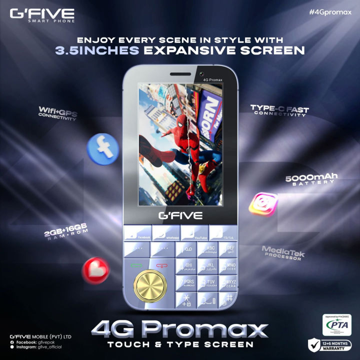 Gfive 4G Pro Max - 3.5 inch touch display - Dual Sim 4G - WIFI ...