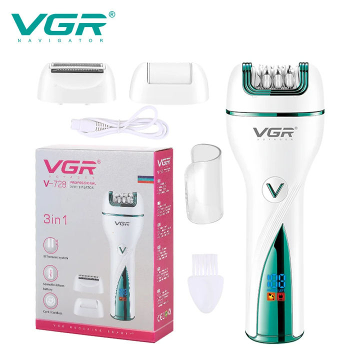VGR v-728 Electric Foot Grinder Three In One Personal Care IPX7 Waterproof USB Rechargable ...