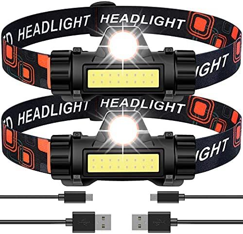 Pack Of 2 Portable mini High Power LED Headlamp Built-in Battery T6+COB ...