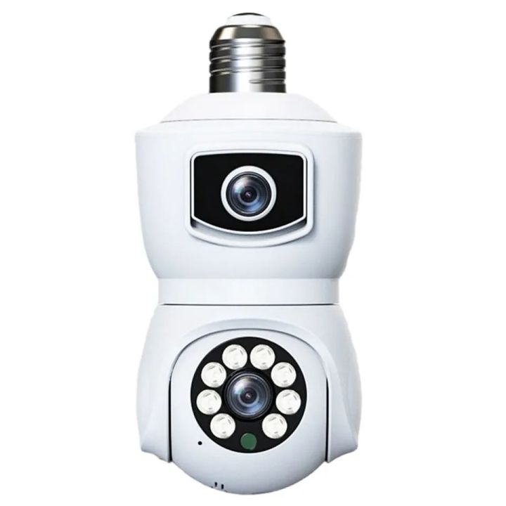 Dual Lens HD 1080P WiFi Wireless Outdoor Bulb Home Security IR Camera ...