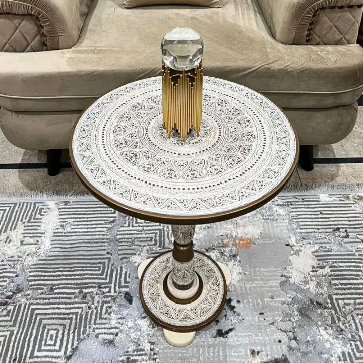 Handcrafted Wooden Coffee Table with Intricate Nakshi Design (18 Inch ...